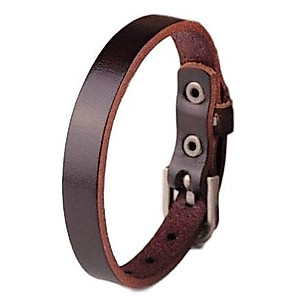 ForeverGiftsusa Free Engraving - Genuine Dark Brown Leather Bracelet With Buckle