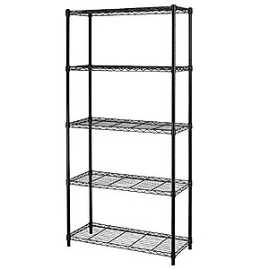 BestOffice 5-Shelf Home-Style Black Steel Wire Shelving 36 by 14 by 72-inch Storage Rack 5