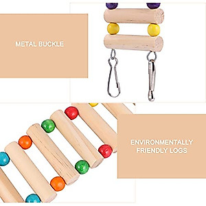 POPETPOP Bunny Toys Bird Ladder Parrot Toys - Natural Wood Step Ladder Swing Bridge for Pet Hamster Parakeet Trainning Playing Birds Cage Accessories Rabbit Toys