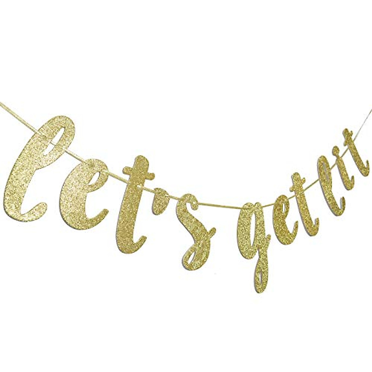 FOZEE Let's Get Lit Banner for Christmas New Years Wedding Engagement Bachelorete Party Decorations Sign Gold Glitter