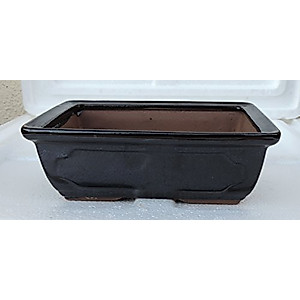 Ceramic Bonsai Pots - Japanese Jmbamboo Brand - Black Ceramic Pot Is 8x6 x3''
