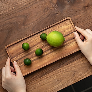 Vandroop Wooden Serving Platter, Small Decorative Trays for Parties, Appetizers, Tea/Coffee, and Cheese, Handcrafted Wooden Board Set of 2 (9.8"×4.6")