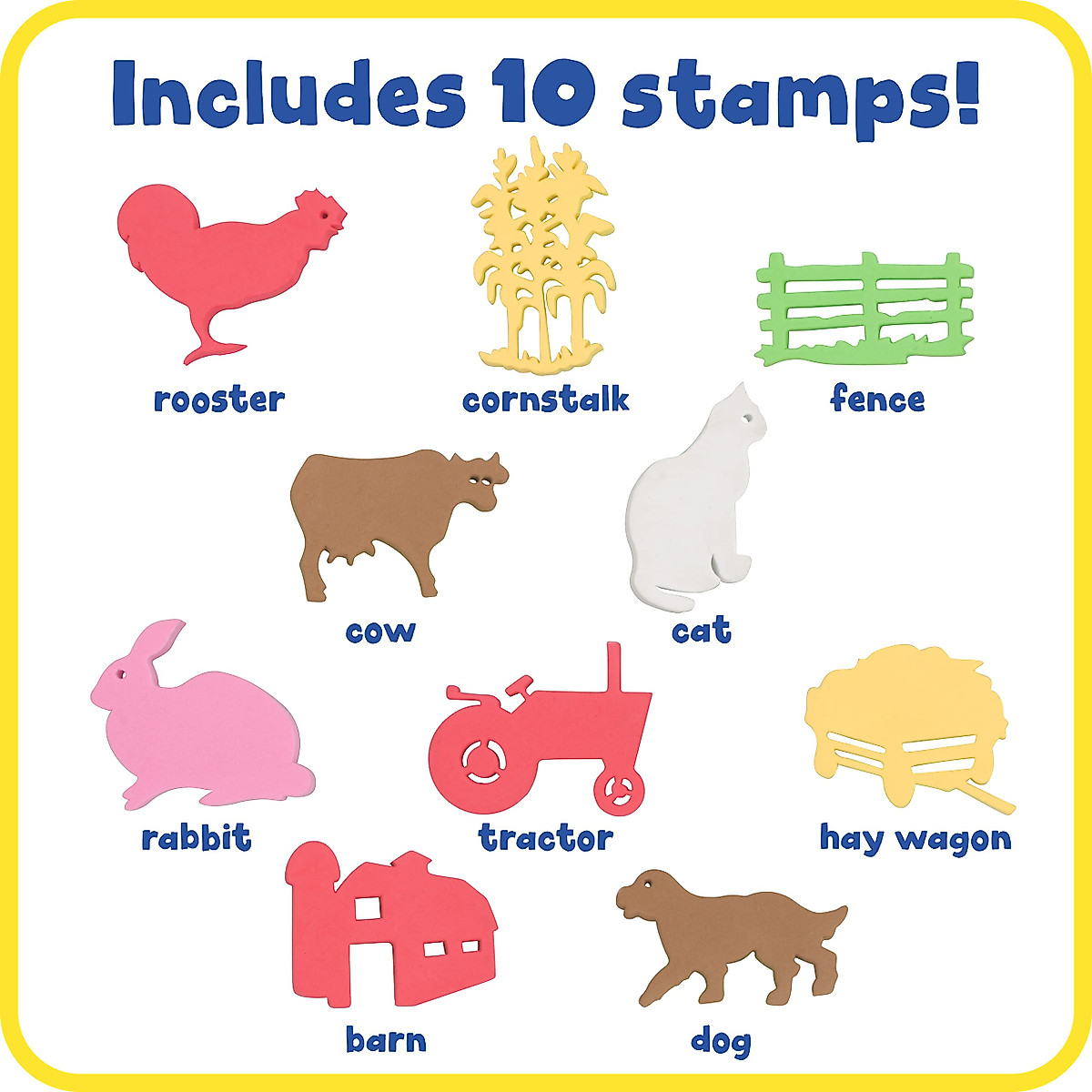 READY 2 LEARN Giant Stampers - Farm Adventure - Set of 10 - Easy to Hold Foam Stamps for Kids - Arts and Crafts Stamps for Displays, Posters, Signs and DIY Projects