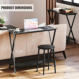 IDEALHOUSE Narrow Console Table, Sofa Tables Narrow Long Behind Couch Table, 2-Tier Industrial Entryway Table for Living Room, Hallway, Foyer (Black)