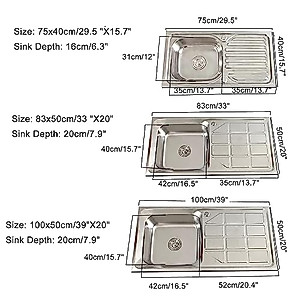 Free Standing Single Bowl Commercial Kitchen Sink With Bracket Stainless Steel Laundry Sink With Mounting Gloves And Drain Outdoor Garden Sink W/Workbench For Restaurant Garage Backyard ( Size : L29.5