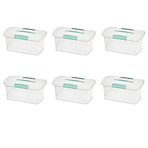 Sterilite 18748606 Medium Nesting ShowOffs, Clear with Blue Aquarium Handle and Latches, 6-Pack