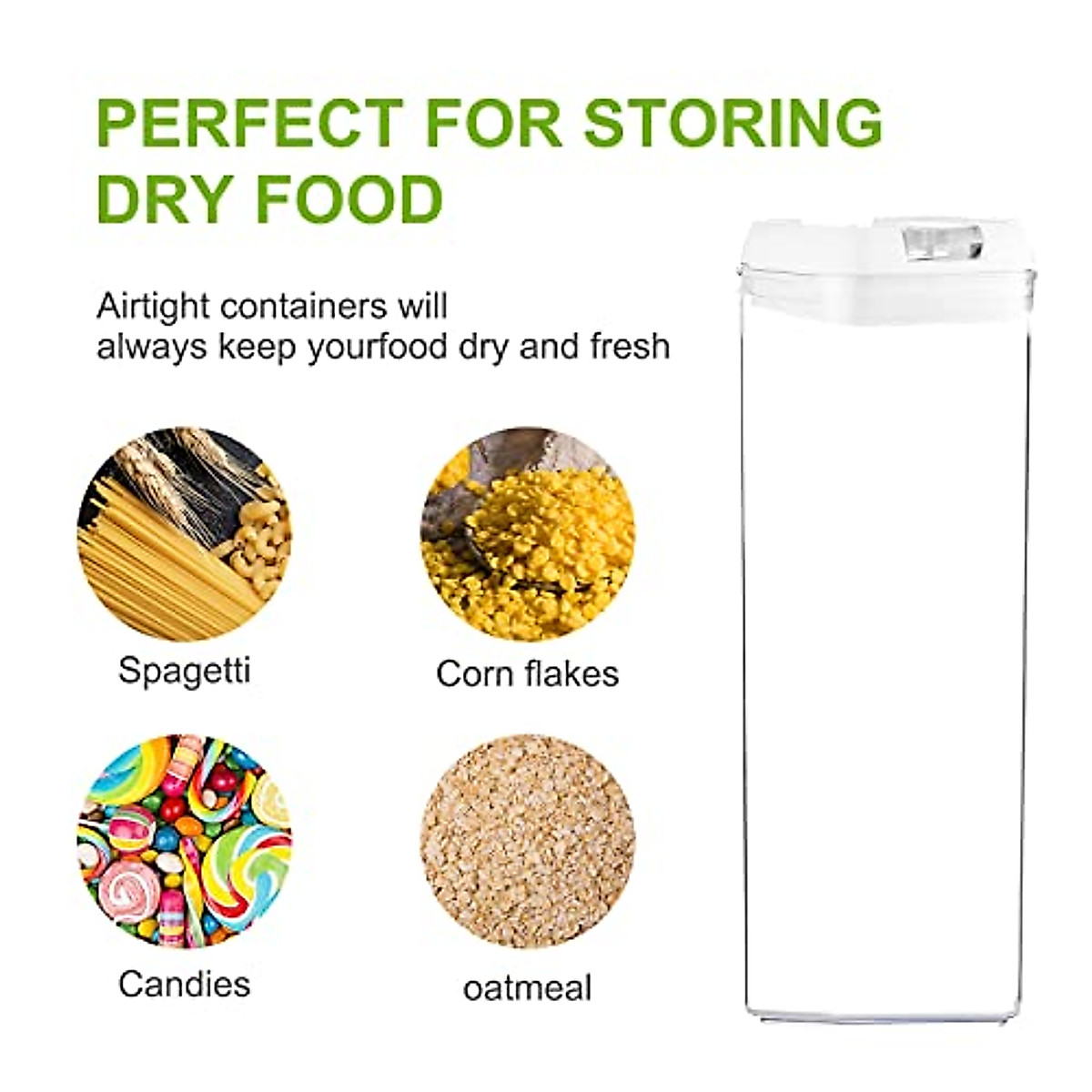 4 PCS Airtight Food Storage Containers Set with Easy Lock Lids, Plastic Storage Containers for Kitchen Pantry Organization and Storage,Cereal and Sugar, Dry Food Canisters for Flour