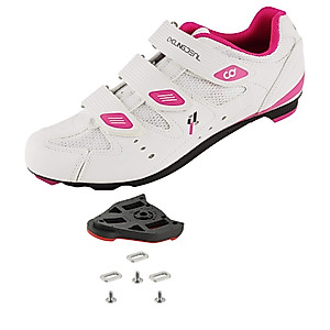 CyclingDeal Road Indoor Bike Women's Cycling Shoes with Look ARC Delta Compatible Cleats - Compatible with Peloton Indoor Bikes Pedals - Size 40,White