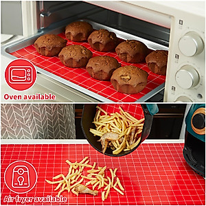 Silicone Baking Mat Roll 16IN*5FT Free Cutting, Non-Slip Pastry Mat, Non-Stick Reusable Air Fryer Liner, Oven Liners, Counter Mat, Freeze Dryer Mat, Easily Cut to Size Fit All Ovens Pans Tins Dishes