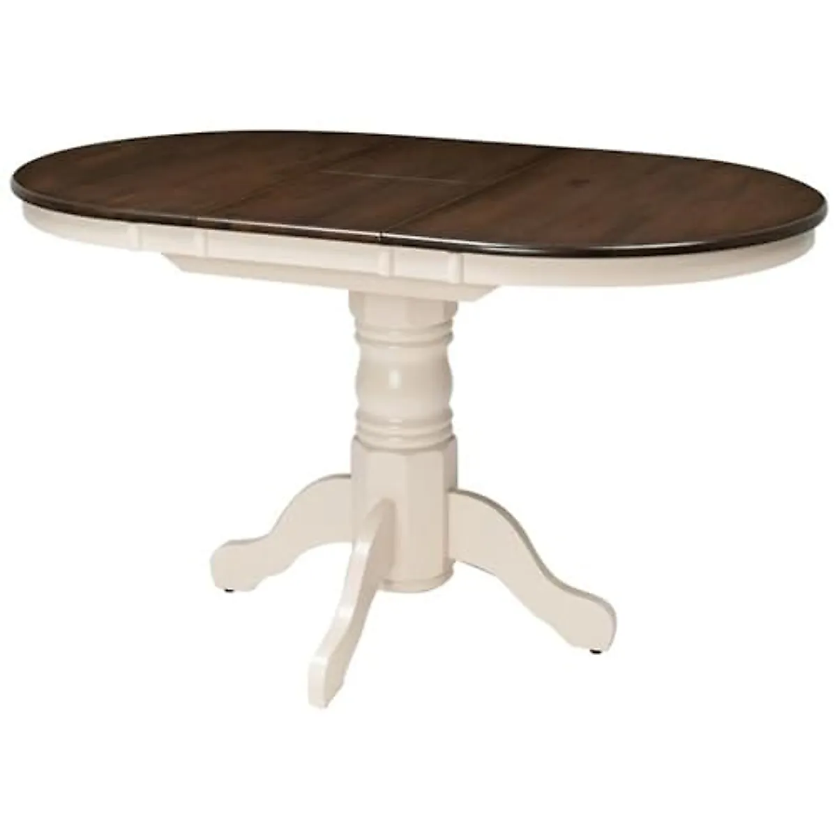 Pemberly Row Extendable Oval Contemporary Wood Dining Table in Dark Brown/Cream