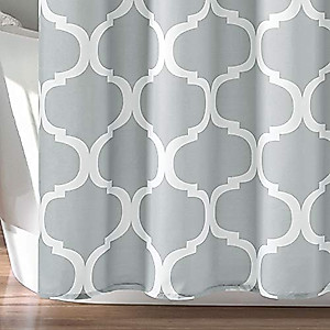 Lush Decor Washable and Durable, 72" x 72" Bathroom Shower Curtain with Bold Trellis Print on Soft Gray Fabric, Light
