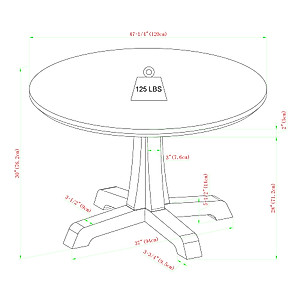 Walker Edison Caely Modern Simple Round Dining Table with Pedestal Base, 48 Inch, Black