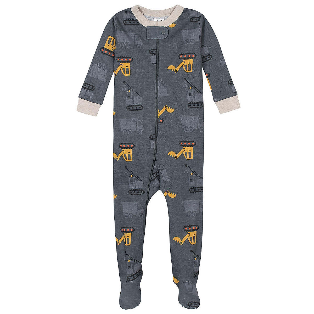 Gerber Baby Boys' 4-Pack Footed Pajamas, Bears & Trucks Grey, 12 Months