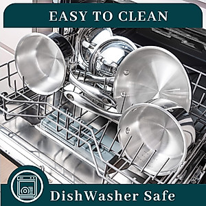 Deluxe 8 Inch Stainless Steel Skillet Pan Nonstick, Gas, Electric, Induction, Dishwasher Safe