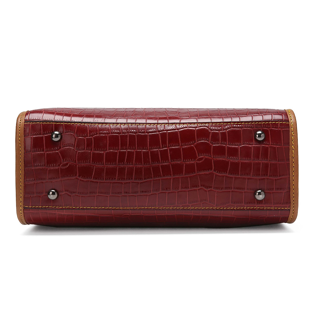 SHESTORY Women Genuine Leather Tote Handbag Shoulder Bag Women Crocodile Pattern Top-handle Purse (Wine)