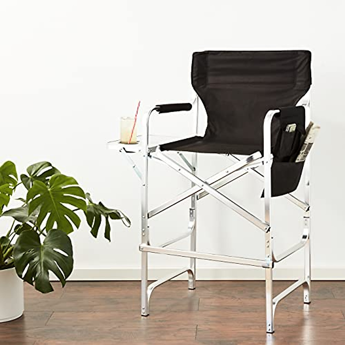Trademark Innovations Director's Chair, Aluminum, Black