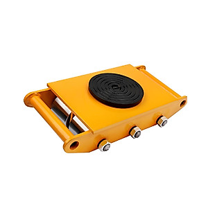 FAHKNS Machinery Moving Skate Heavy Duty Machinery Skates Cargo Mover 8T Machine Skates with 360° Rotation Cap 6 Steel Rollers for Heavy Duty Industrial Moving Equipment(Yellow)