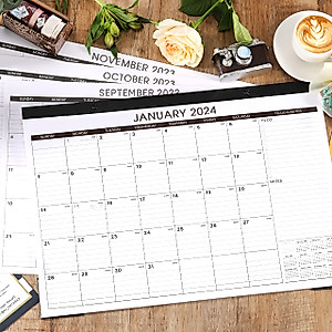 Desk Calendar 2023-2024 - Large Desk Calendar 2023-2024, Jan 2023 - Jun 2024, 17" x 12", Large Ruled Blocks, Desk Calendar with Tear Off Design, 2 Corner Protectors & 2 Hanging Hooks