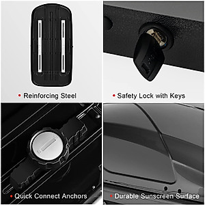 Goplus Rooftop Cargo Carrier Hard Shell, 14 Cubic Feet Waterproof Car Roof Cargo Carrier w/Dual Side Opening, Security Key, 165LBS Capacity, for 17” to 22.8” Wide Crossbar Rack, Vehicle Cargo Box