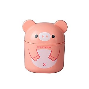 YISTOS Mini Countertop Trash Can with Lid, Desk Small Trash Can, Waste Garbage Bin, Room Decoration Big Ears Desktop Wastebasket for Countertop, Vanity, Office or Coffee Table - Pink