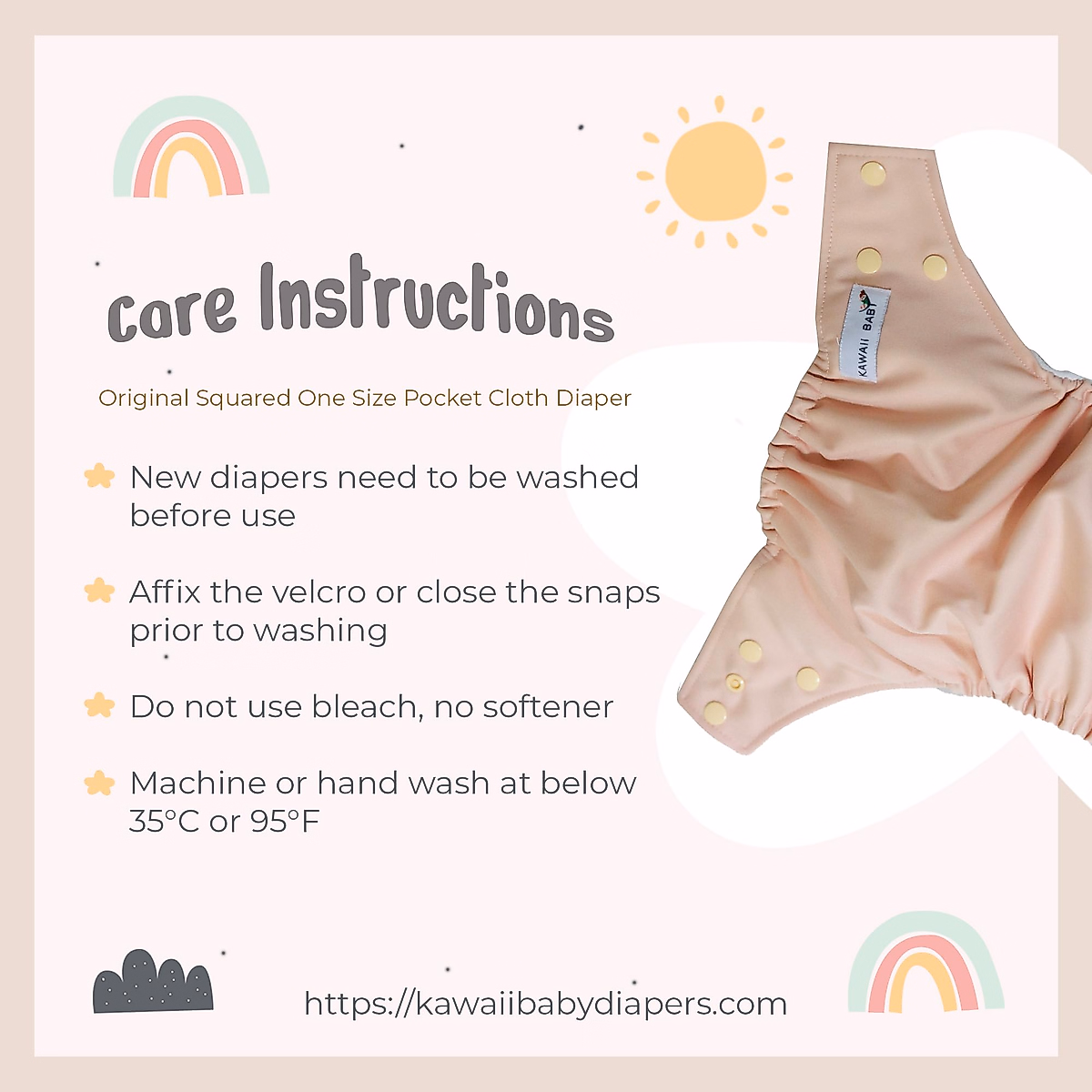 KaWaii Baby 18 One Size Cloth Diaper Shells, Adjustable Washable Reusable Waterproof Pocket Diaper Shells use with One Size Cloth Diapers 8-36 lbs