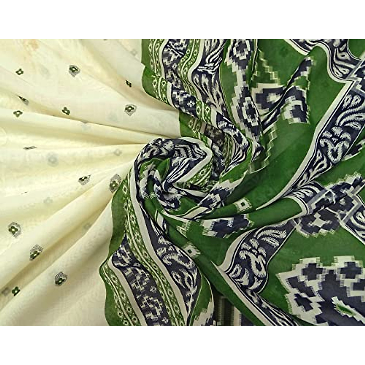 Peegli Cream Vintage Saree Floral Printed Dress Material Georgette Recycled Fabric Sari