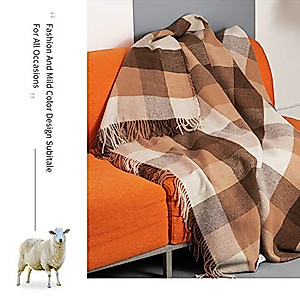 Farridoro Wool Fringe Throw Blanket 51inches with 67inches Decorative All Season Use Throw Blankets for Bed Sofa Couches Camping Chair Outdoor
