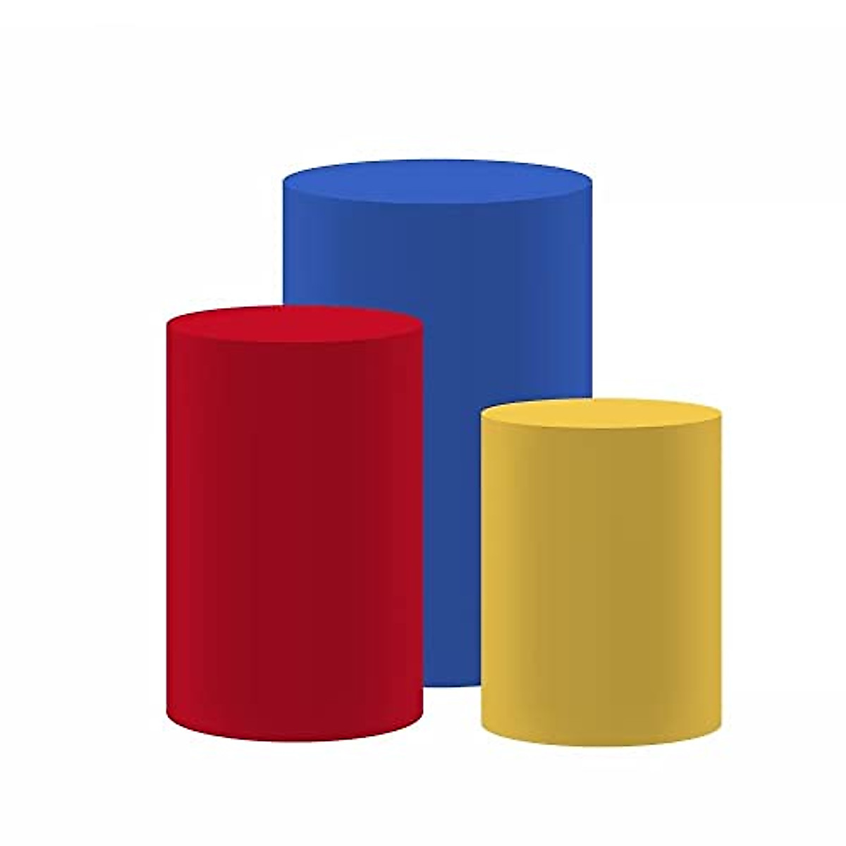 ittsmnt Blue Cylinder Plinth Covers for Parties Decorations Solid Dark Blue Forest Castle Pedestal Covers for Baby Shower Princess Birthday Party Cake Tablecloth Decor Banner