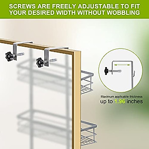 Fogein Over the Door Shower Caddy, Adjustable Hanging Organizer Shelf Rustproof, Shower Basket with Suction Cup, Bathroom Shower Caddy Over The Door with Hook & Soap Box, No Drilling(3 Tier, Silver)