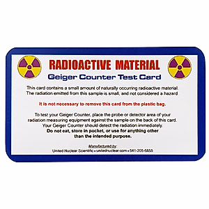 United Nuclear Geiger Counter Test Card