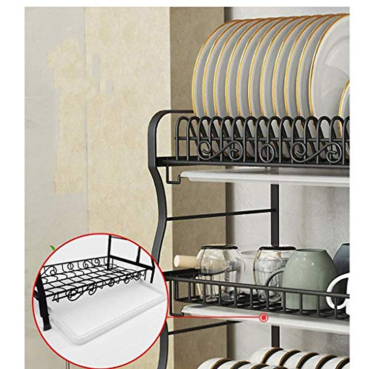SDGH Dish Rack - Tier Dish Drying Rack Stainless Steel Counter Dish Drainer Rack with Drainboard