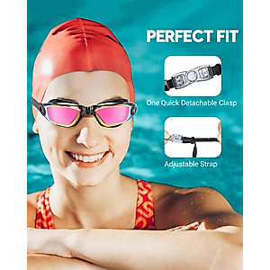 Vorshape Swim Goggles Pack of 2 Swimming Goggle No Leaking Adult Men Women Youth, Aqua & Black Pink, Anti Fog