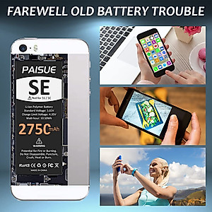 Battery for iPhone SE 2016 1st Generation, [2750mAh] Upgraded New Version High Capacity 0 Cycle Replacement Battery for iPhone SE First Gen Models A1662, A1723, A1724 with Professional Repair Tool Kit