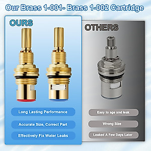 Brass 1-001 & Brass 1-002 Ceramic Valve Cartridge, Compatible with Cold widespread Cartridge and Hot widespread Cartridge, Brass Construction, include Brass 1-001 & Brass 1-002