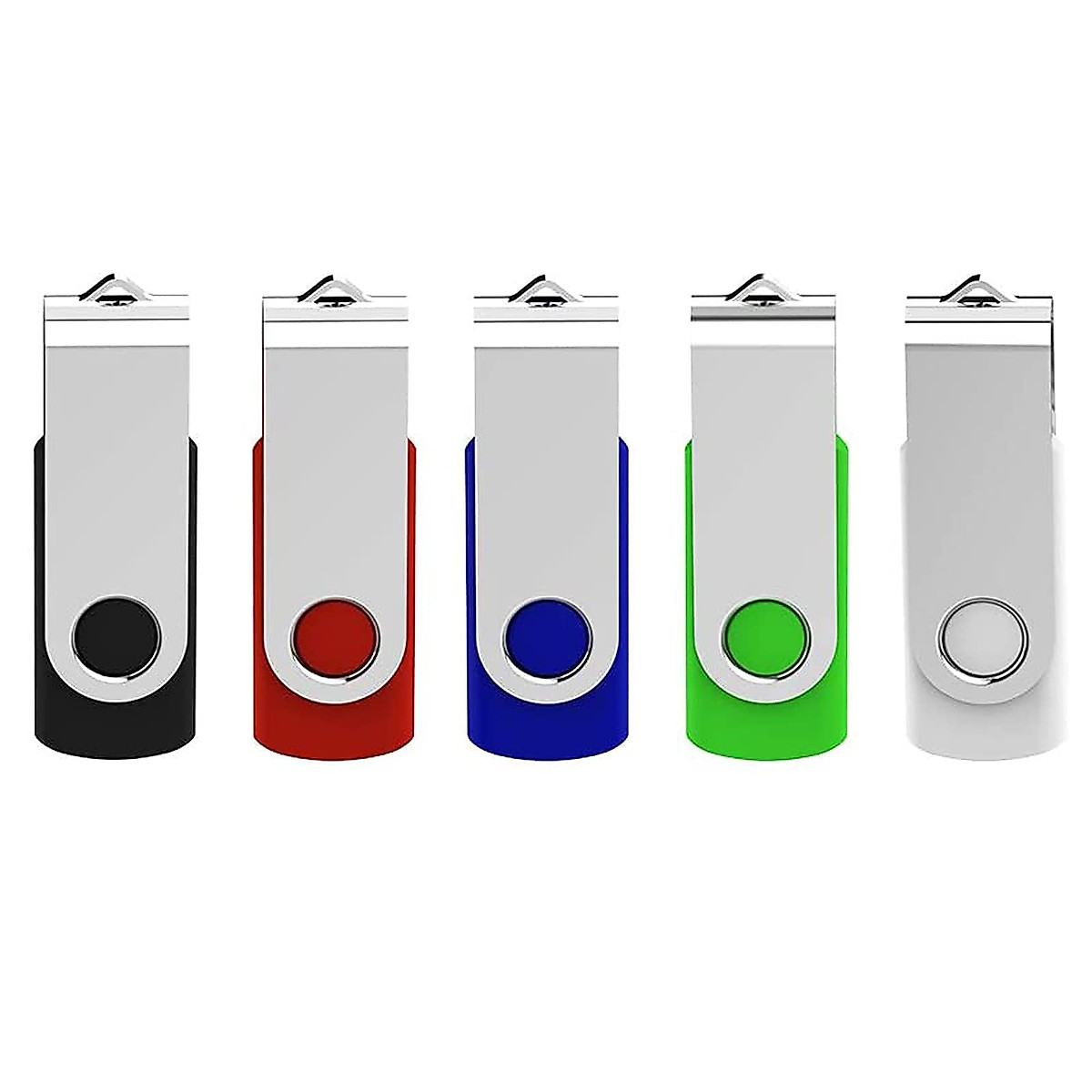 5 Pack 64GB USB Flash Drives, USB 2.0 Thumb Drives Jump Drive Pen Drive Bulk Memory Sticks Zip Drives Swivel Design (64G, 5Pcs, Mixed Color)