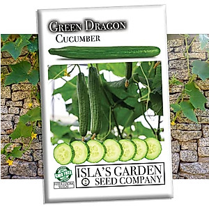"Green Dragon" Cucumber Seeds for Planting, 50+ Heirloom Seeds Per Packet, (Isla's Garden Seeds), Non GMO Seeds, Botanical Name: Cucumis sativus, 90% Germination Rate