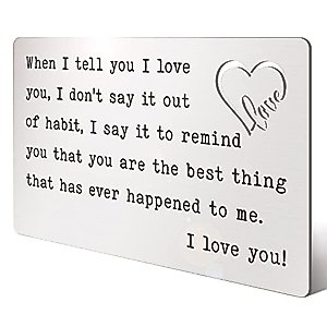 Anniversary Valentine's Day Birthday Cards Gifts for Husband Boyfriend, Engraved Wallet Insert Card Gift for Him Men Hubby, Deployment Long Distance Relationship Love Gifts From Wife (LC - 13)