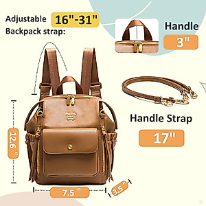miss fong Leather Mini Diaper Bag Backpack, Small Mini Backpack Purse with Pacifier Holder Case