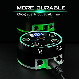 Dragoart Aurora 2 Tattoo Power Supply 1.5-16v Professional Tattoo Power Supply Box for Coil & Rotary Tattoo Machine Pen, Dual Outputs/Colorful LEDs/Touchscreen/Magnetic Base/2 Foot Pedal Modes(Black)