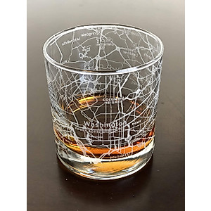 Rocks Whiskey Old Fashioned 11oz Glass Urban City Map Washington DC