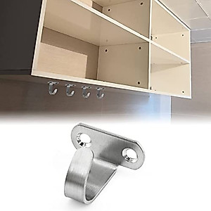 DGHAOP 8pcs Stainless Steel Screw Mounted Ceiling Hooks with Screws, Under-Shelf Towel/Robe Clothes Hook Heavy Duty Coat Hook Hanger, Silver Tone