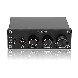 Fiber/Coax + PC-USB Input DAC Decoder, with Headphone Amplifier Audio Decoding Support for 3.5mm Headphone(Black)
