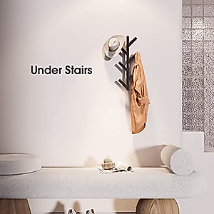 RRG Vertical Coat Rack Wall Mounted 16 Inch, Metal Vertical Hat Rack for Wall, Modern Wall Coat Tree for Hats, Jackets, Bags, Entryway Bedroom (Height 16")