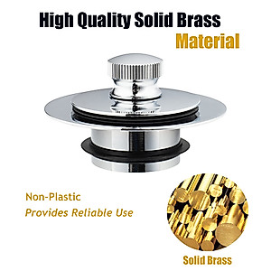 Artiwell Universal Lift and Turn Bath Drain Stopper and Cover, Bathtub Drain Stopper, Replaces Lift and Turn, Tip-Toe and Trip Lever drains for Tub, EZ Installation and Clearing (Chrome Plated)