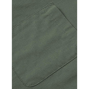 JMIERR Men's Cotton Linen Hawaiian Shirt - Casual Button Down, Cuban Collar, Short Sleeve, Pocket, US 43(L), Green