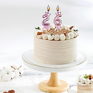 VSHILI 26th 62nd Birthday Candles, Rose Gold 62 26 Year Old Number Birthday Candles, Happy Birthday Party Cake Topper Decoration Gifts for Women Men