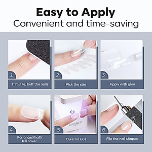 Modelones 500Pcs Medium Almond Nail Tips - Pre-shaped Half Matte Full Cover Acrylic Gel Kit False Nail Tip Press on Nails for Nail Extension DIY Salon