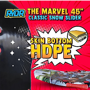 RYDR Marvel 45" Two Person Snow Slider Sled - Kids Downhill Toboggan Winter Sleds Plastic Sledding Board Xtreme Foam Heavy Duty Racer Sleigh for Children