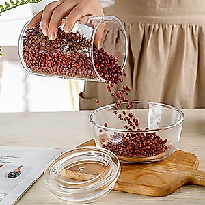 Lyellfe Set of 3 Acrylic Apothecary Jars, Vanity Organizer Canister with Airtight Lids, Bathroom Qtip Holder, Clear Storage Jar for Candy, Bath Salt, Cotton Ball, Cotton Swab, 34 oz, 25 oz, 17 oz