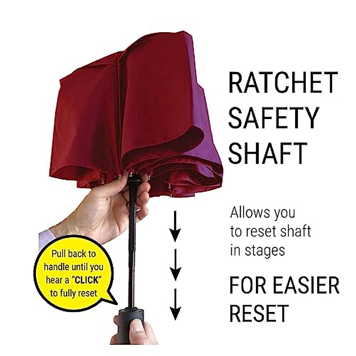 Prostorm Windproof Deep Dome Double Vented Travel Umbrella with Automatic Open & Close Pro Storm (Red)